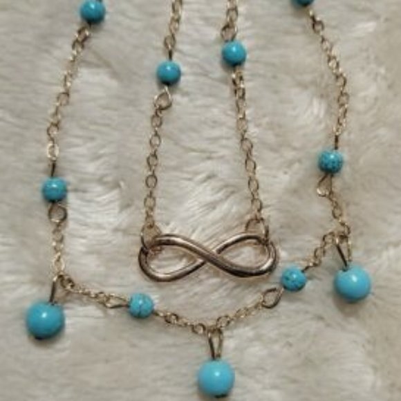 Jewelry | Braceletanklet Gold Plated Infinity Turquoise Stone Balls ...